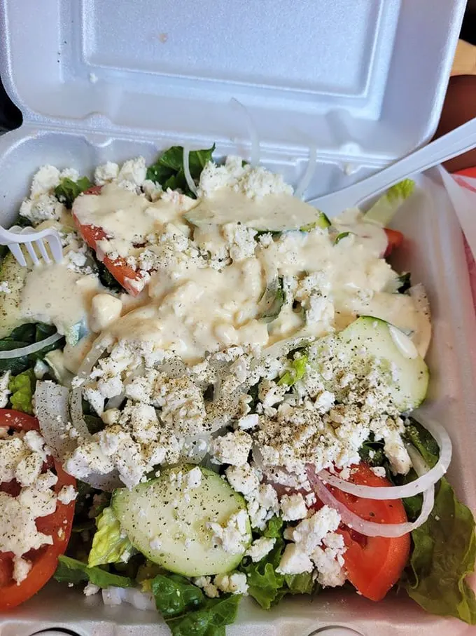 This Greek salad doesn't need a passport to deliver authenticity—crisp, bright, and wearing feta like a crown.