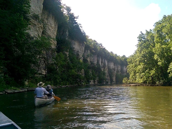 Kayaking the Upper Iowa River with limestone bluffs as your audience. Even the fish are impressed with this Driftless Area masterpiece.