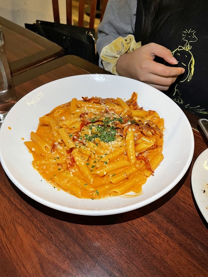This vodka sauce pasta is wearing the culinary equivalent of a perfect little black dress – timeless, elegant, and guaranteed to impress.