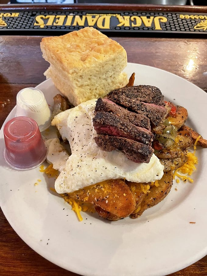 Steak and eggs that answers the age-old question: "Can breakfast also be dinner?" with a resounding "Who cares when it tastes this good?"