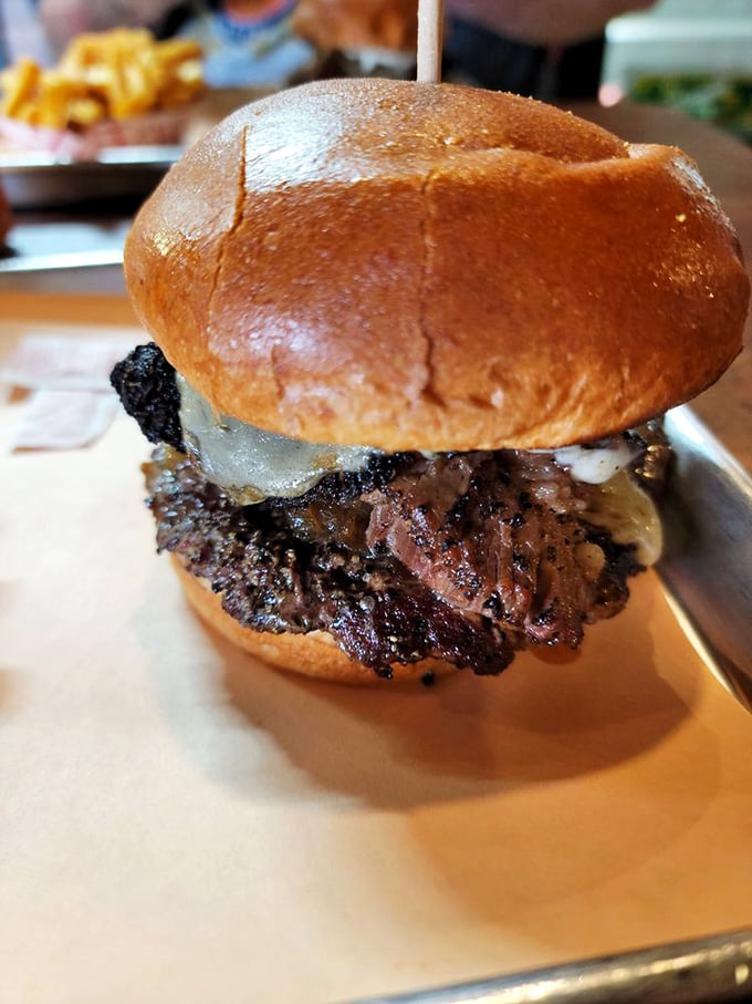 The Texas Burger doesn't just tip its hat to the Lone Star State—it delivers a full-on barbecue rodeo between two perfectly toasted buns.
