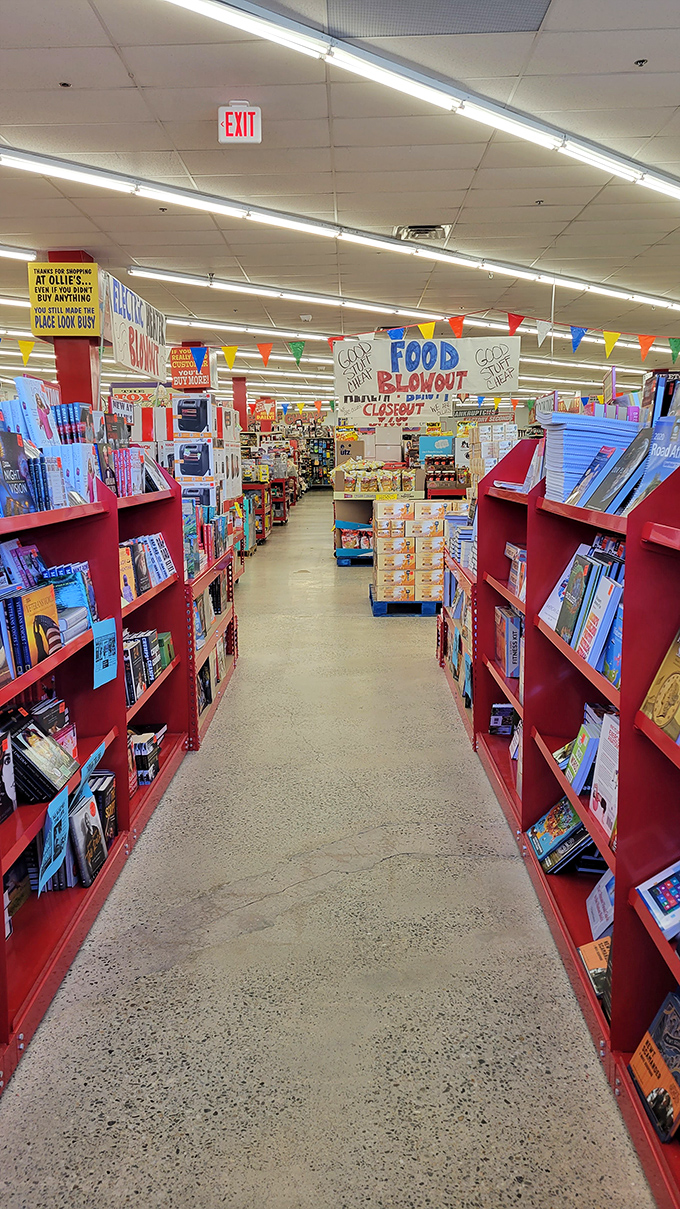 The book section—where bestsellers go for their encore performance at prices that make bibliophiles do a happy dance between the shelves.