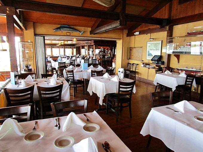 The dining room at Bahrs isn't trying to be trendy—it's aiming for timeless, with nautical touches that remind you great seafood is about tradition, not trends.