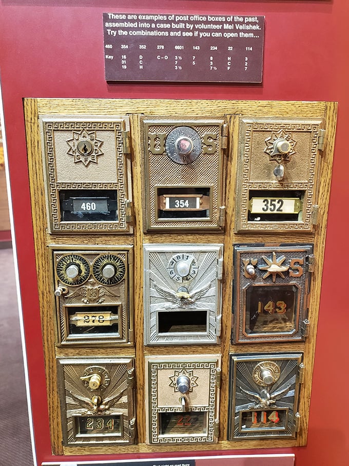 These aren't just mailboxes—they're mechanical marvels from an era when even everyday objects were crafted with artistic flair.