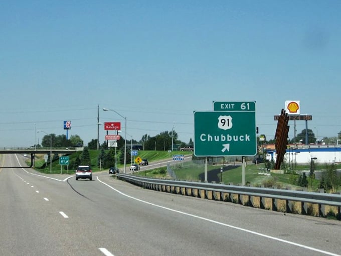 That highway sign to Chubbuck promises affordable living just off the interstate, where your Social Security check stretches further.