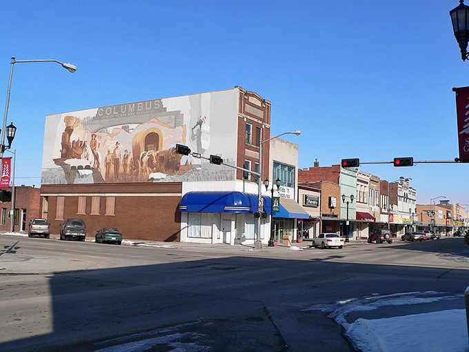 Columbus' historic downtown mural celebrates community heritage in a city where Social Security checks cover more than just necessities.