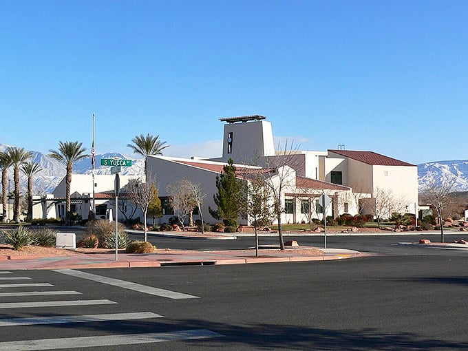 Mesquite's public buildings showcase southwestern architecture against mountain backdrops – affordable living with million-dollar views.