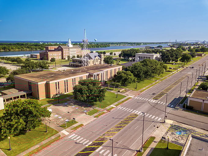 These colorful buildings aren't just structures—they're Port Arthur's way of thumbing its nose at hurricane history. 