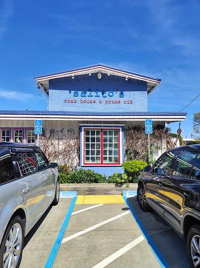 Between the bright blue paint and red-trimmed windows, Salito's stands out in Sausalito like a postcard come to life, promising seafood worth crossing the bridge for.