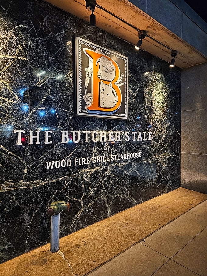 That sleek marble exterior hints at the sophisticated approach to beef that awaits inside this urban steakhouse.