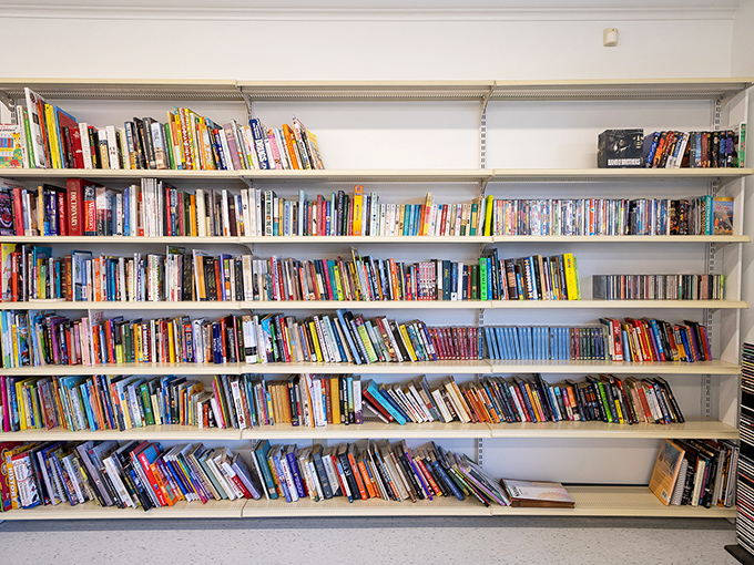 The book section rivals many neighborhood libraries, offering literary journeys for less than the price of a fancy coffee.