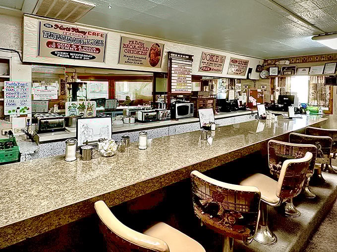 Where magic happens: the counter view reveals the choreographed dance of short-order cooking that's become increasingly rare in our fast-food world.