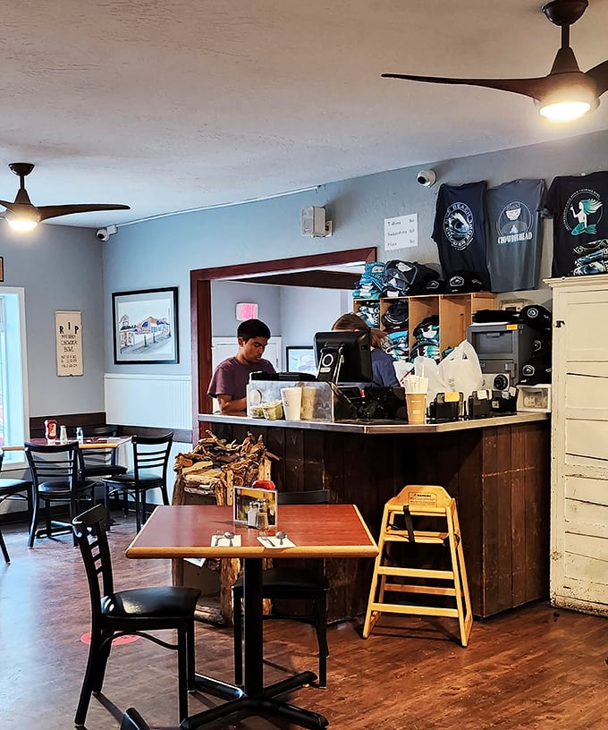 The nerve center of seafood happiness, where orders are called and culinary dreams are fulfilled with Newport's freshest catch.