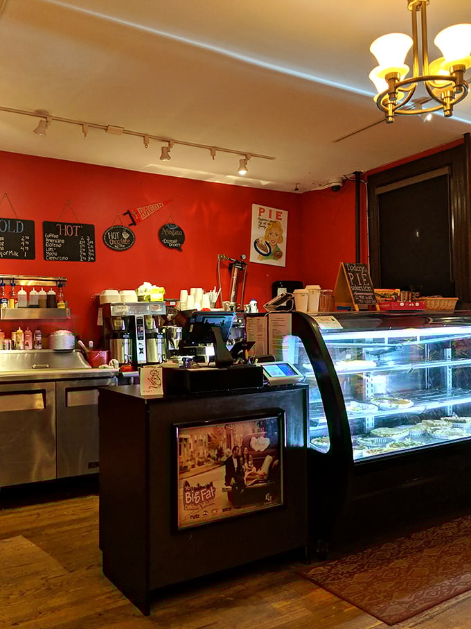 Where the magic happens—display case gleaming with possibilities. The counter where pie dreams come true, one slice at a time.