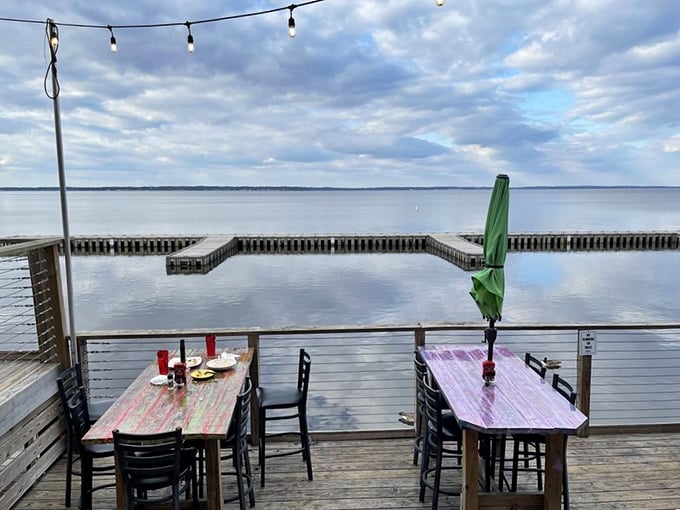 Outdoor dining that makes you wonder why you ever eat indoors. These weathered tables have stories to tell—and more to witness.