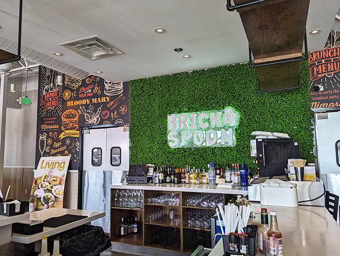 The bar area—where morning cocktails are crafted with the same reverence some people reserve for their 401(k) planning.