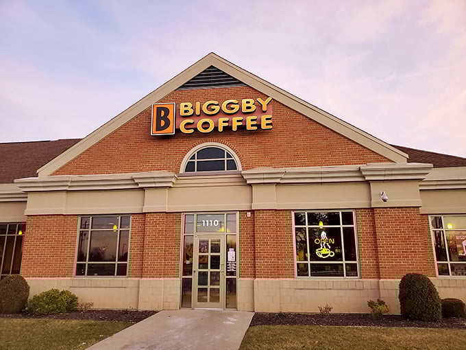 Even chain coffee shops like Biggby take on local character in Marshall, housed in buildings that blend contemporary convenience with architectural nods to the past.