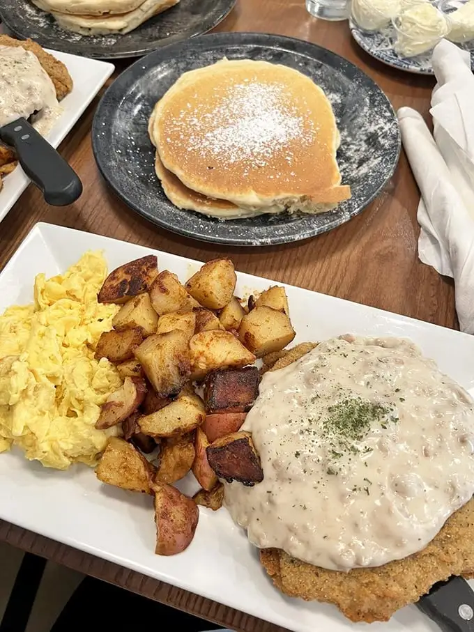 Country fried steak, eggs, and potatoes – the breakfast trifecta that's been curing hangovers and starting days right since time immemorial.