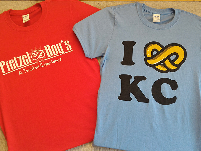 Wear your pretzel passion proudly! T-shirts declaring loyalty to the twisted lifestyle. The "I ❤️ KC" with a pretzel is pure genius.