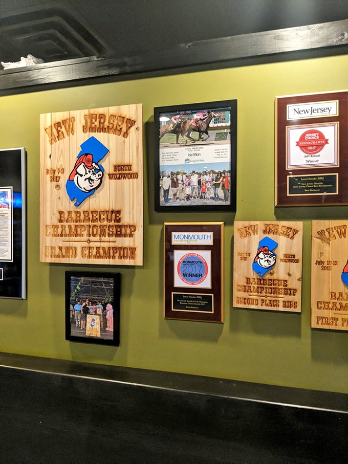 The wall of awards isn't bragging – it's just confirming what your taste buds are about to discover. 