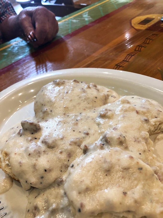 Southern comfort in its purest form. These biscuits swimming in creamy gravy are what breakfast dreams are made of—no alarm clock required.