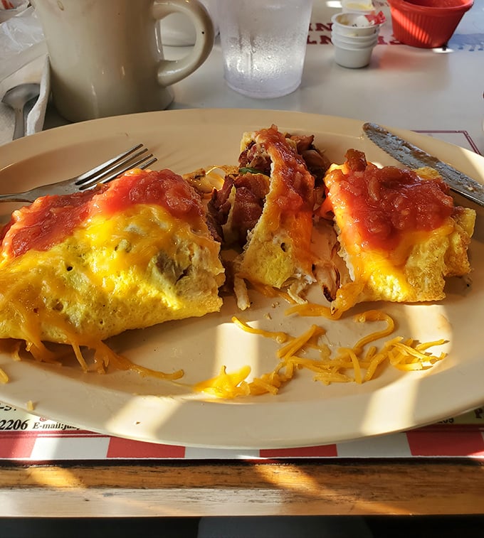 This Southwest omelet doesn't just bring the heat—it brings the symphony. The salsa on top isn't an afterthought; it's the conductor.