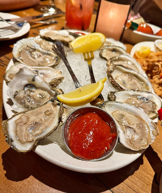 These oysters aren't just seafood; they're little oceans on a plate, briny jewels waiting to slide down your throat with a squeeze of sunshine.