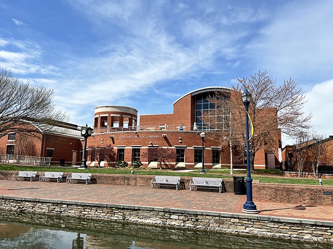 Frederick's Public Library combines modern function with classic brick charm. This isn't just a book repository—it's the community's living room along the picturesque Carroll Creek.