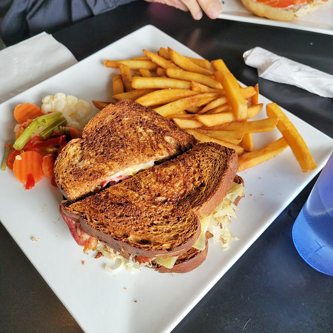 The Reuben achieves that perfect balance of toasty, tangy, and savory—the culinary equivalent of hitting all green lights on your commute. 