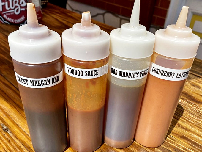 Four magical potions, each with its own personality. Sweet Maegan Ann for the traditionalist, Voodoo Sauce for the adventurous soul.