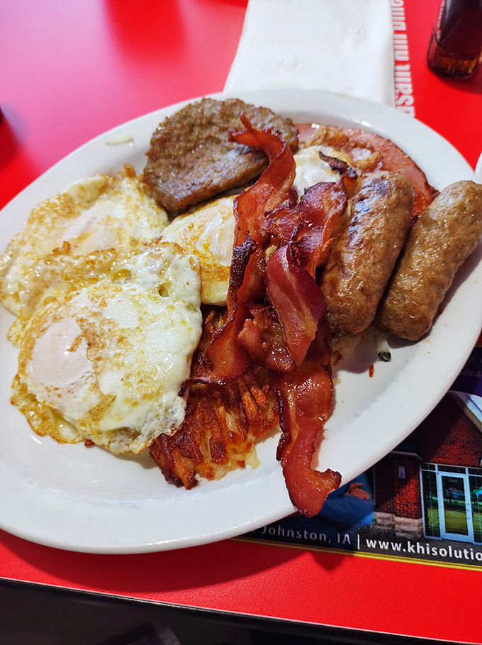 This breakfast platter loads your plate with enough fuel to power through any Iowa adventure. 