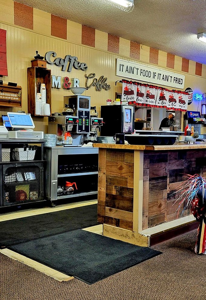 "It Ain't Food If It Ain't Fried" – words to live by at a counter where coffee flows as freely as conversation.