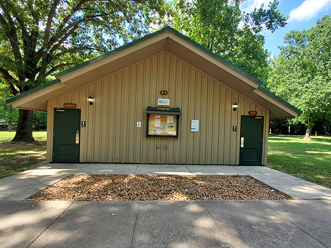 The humble park restroom – civilization's outpost in the wilderness and often the unsung hero of family camping trips.