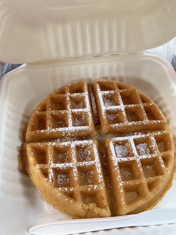 The waffle – architectural marvel of breakfast engineering, with perfect grid patterns designed to capture maximum syrup in minimum time. Efficiency never tasted so sweet.