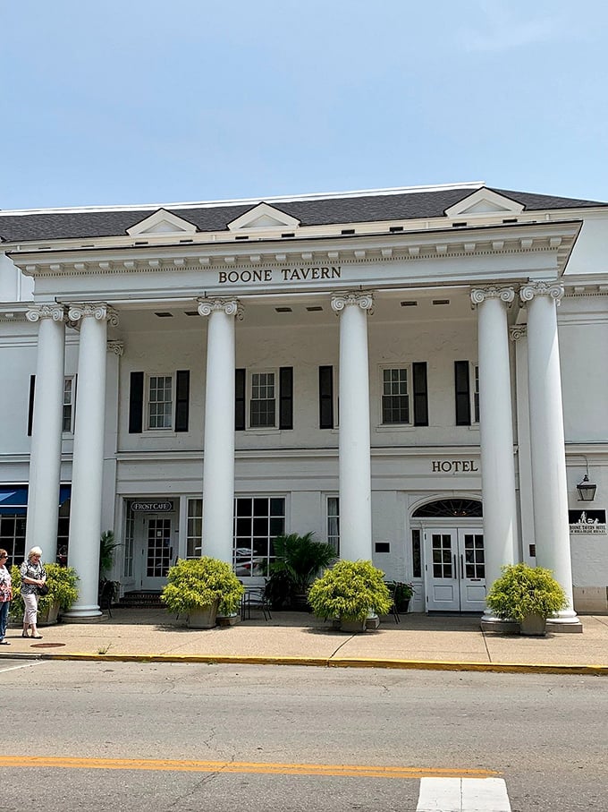 Boone Tavern's stately columns aren't just architectural flourishes – they're a promise that what happens inside lives up to the grand entrance.
