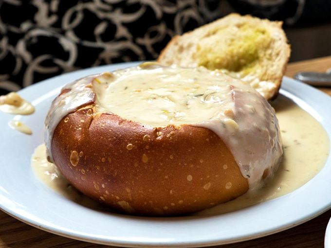 Bread bowl of chowder: when your soup vessel is as delicious as what's inside it. Carb-lovers, rejoice—this is your moment.