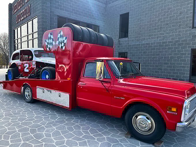 The museum's custom hauler showcases vintage race cars with the same pride a parent displays their child's trophies—except these trophies have engines.
