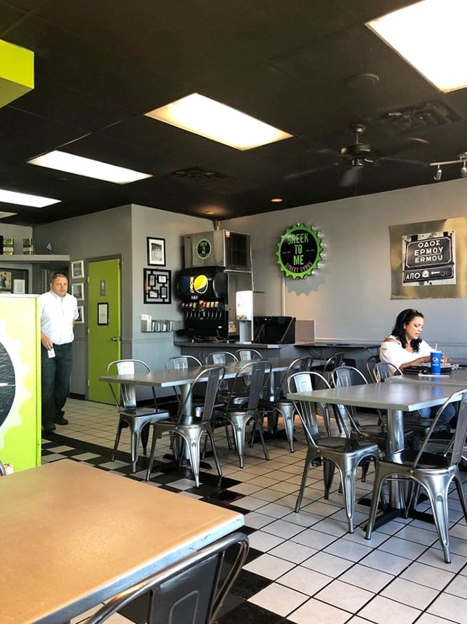 Where the magic happens—simple surroundings with industrial charm, proving great food doesn't need fancy digs to make your taste buds dance.