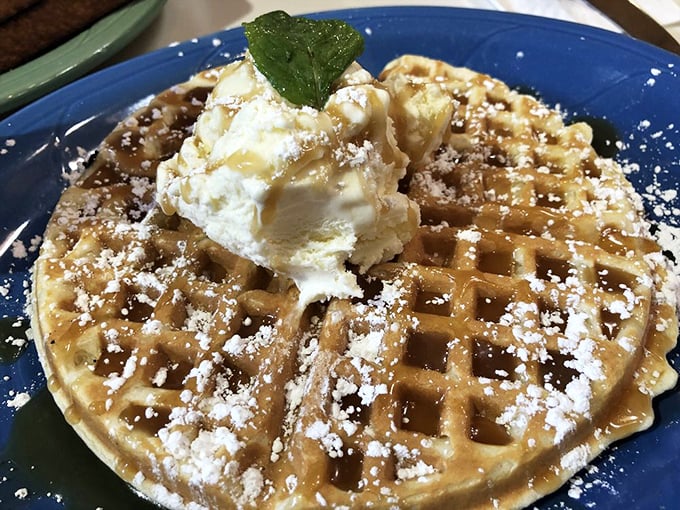 A waffle that's achieved the perfect balance—crisp exterior, tender inside, with pockets precisely designed for maximum syrup capacity.