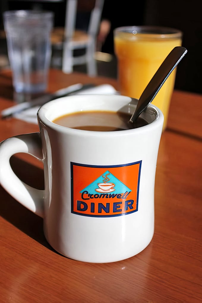 That iconic diner mug – somehow making coffee taste better through the magical combination of thickness, heft, and decades of perfected brewing.