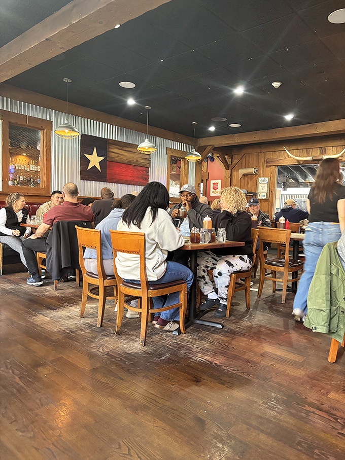Where strangers become friends over shared love of smoked meats. Notice nobody's looking at their phones—barbecue demands your full attention.