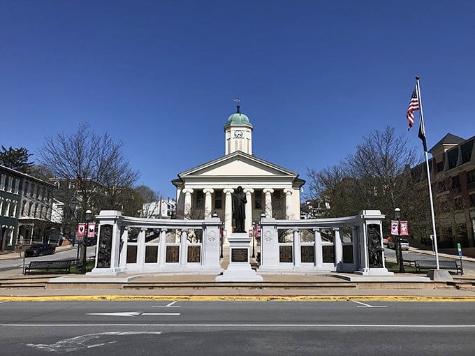 The courthouse stands as Bellefonte's crown jewel, its stately columns and dome announcing that this small town takes its history and heritage seriously.