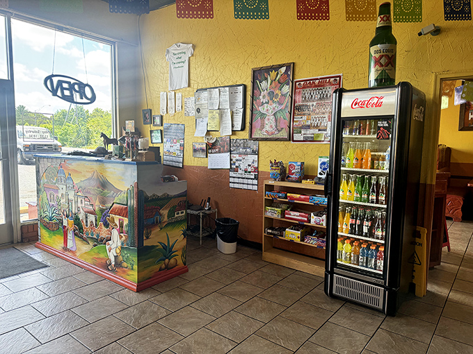 The host station's vibrant mural offers your first taste of Mexico—a visual appetizer before the real feast begins.