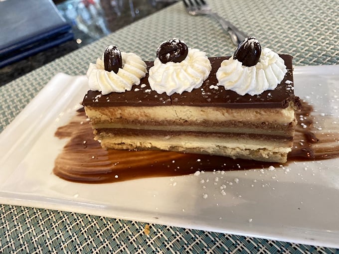 This opera cake isn't just dessert—it's architecture, history, and pure indulgence layered together in a finale that makes you want to start the meal all over again.