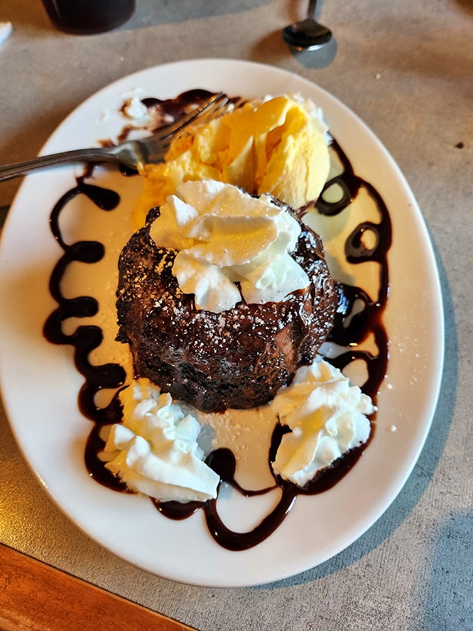 This lava cake isn't just dessert – it's a chocolate revelation with vanilla ice cream that's worth saving room for, no matter how much pasta you've had.