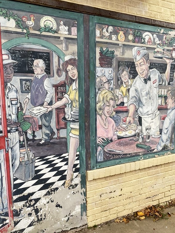 Vintage diner artwork that sets expectations high. Inside, those expectations aren't just met—they're served with extra hash browns.