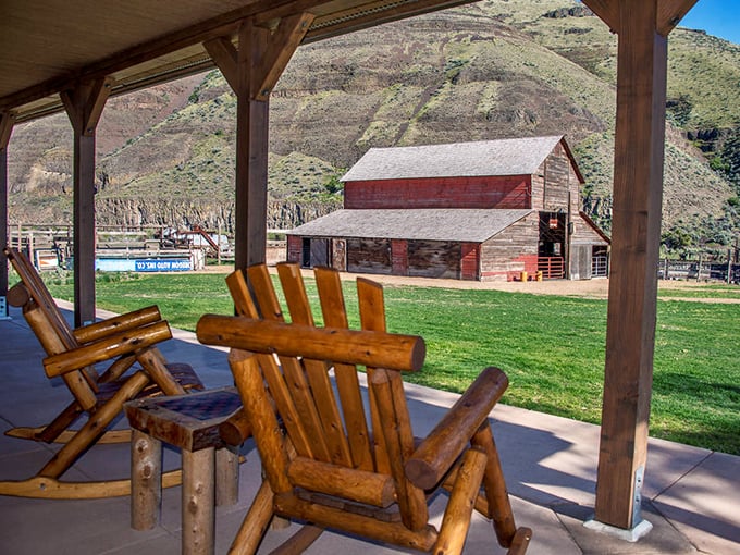 Adirondack chairs on the cabin porch offer front-row seats to nature's greatest show—no tickets required, just bring your sense of wonder.