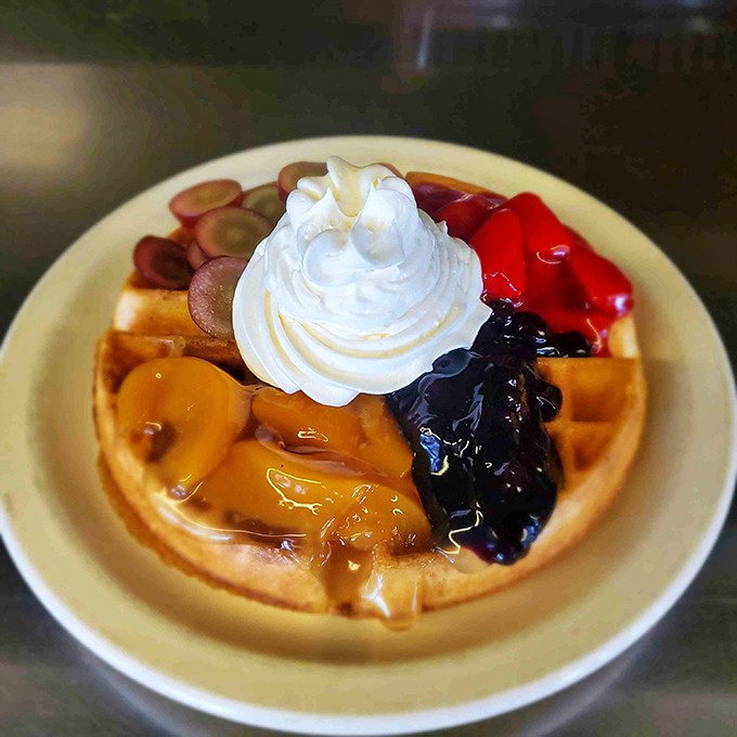 Fresh fruit and syrup-drizzled waffles prove breakfast can be both nutritious and absolutely indulgent. 