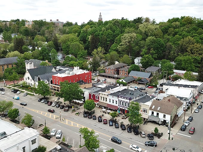 From above, Granville reveals its perfect town planning—a village that grew organically yet somehow looks deliberately designed for maximum charm.