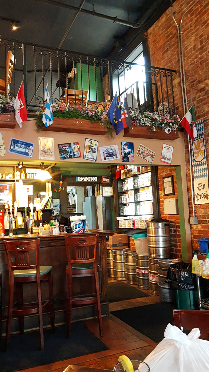Behind every great German restaurant is a well-stocked beer supply – these kegs aren't just containers, they're vessels of joy waiting to be tapped.